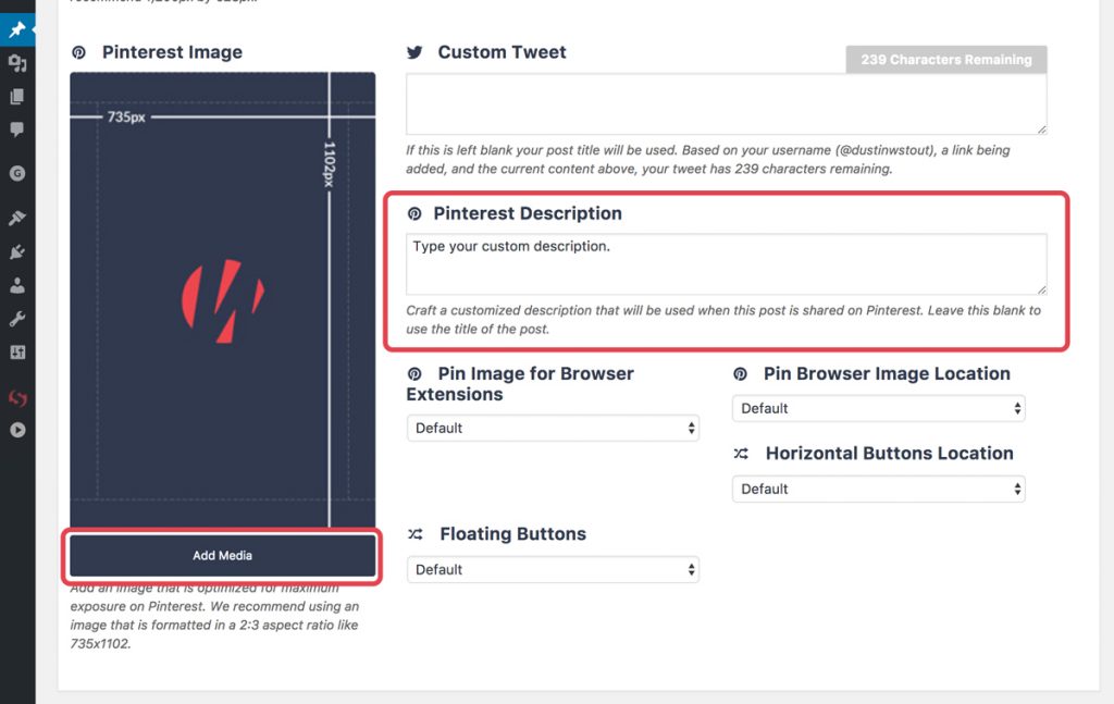 Custom Pinterest Options - Warfare Plugins